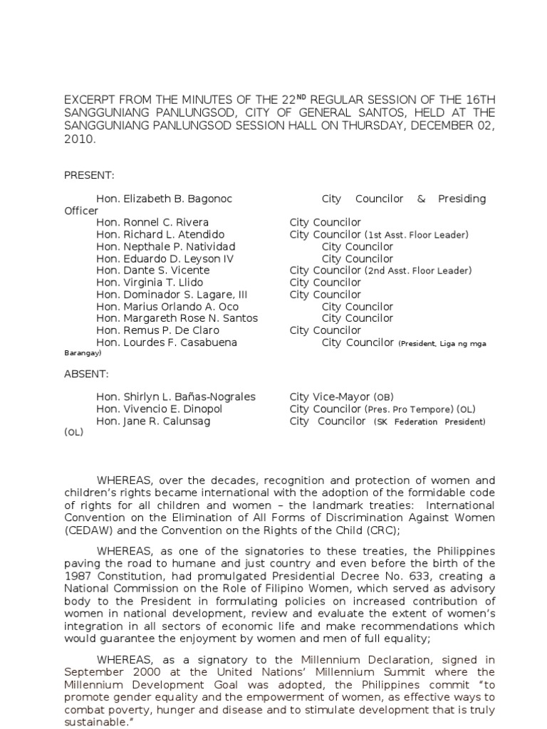 Ordinance No. 12, Series of 2010 - Revised Gad Code | PDF | Gender ...