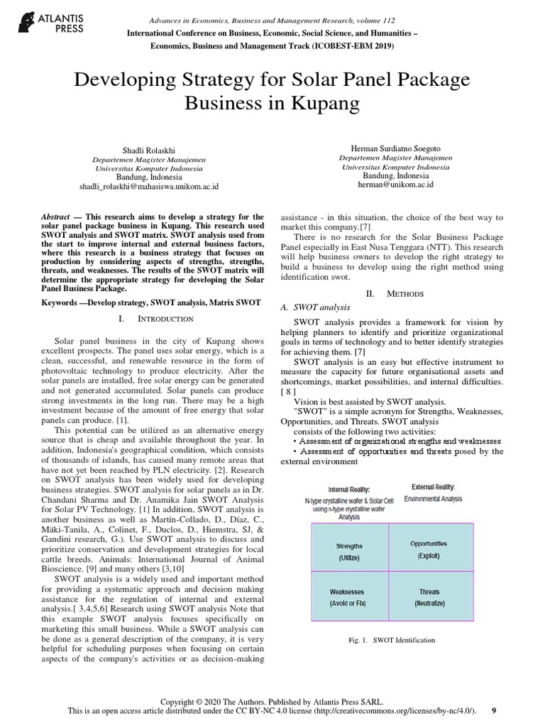 Developing Strategy For Solar Panel Package Business in Kupang ...