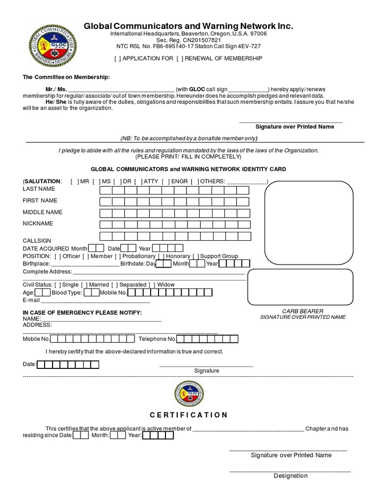 Gloc Application Form | PDF | Justice | Crime & Violence