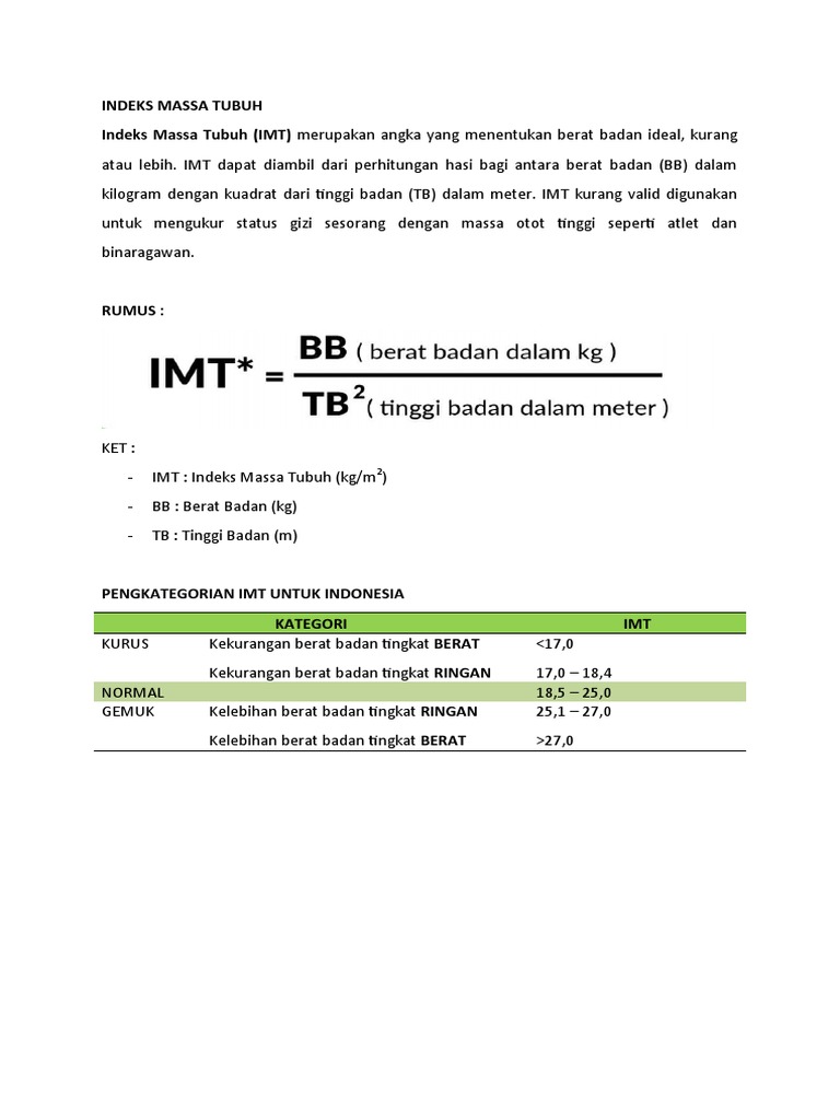 Indeks Massa Tubuh | PDF