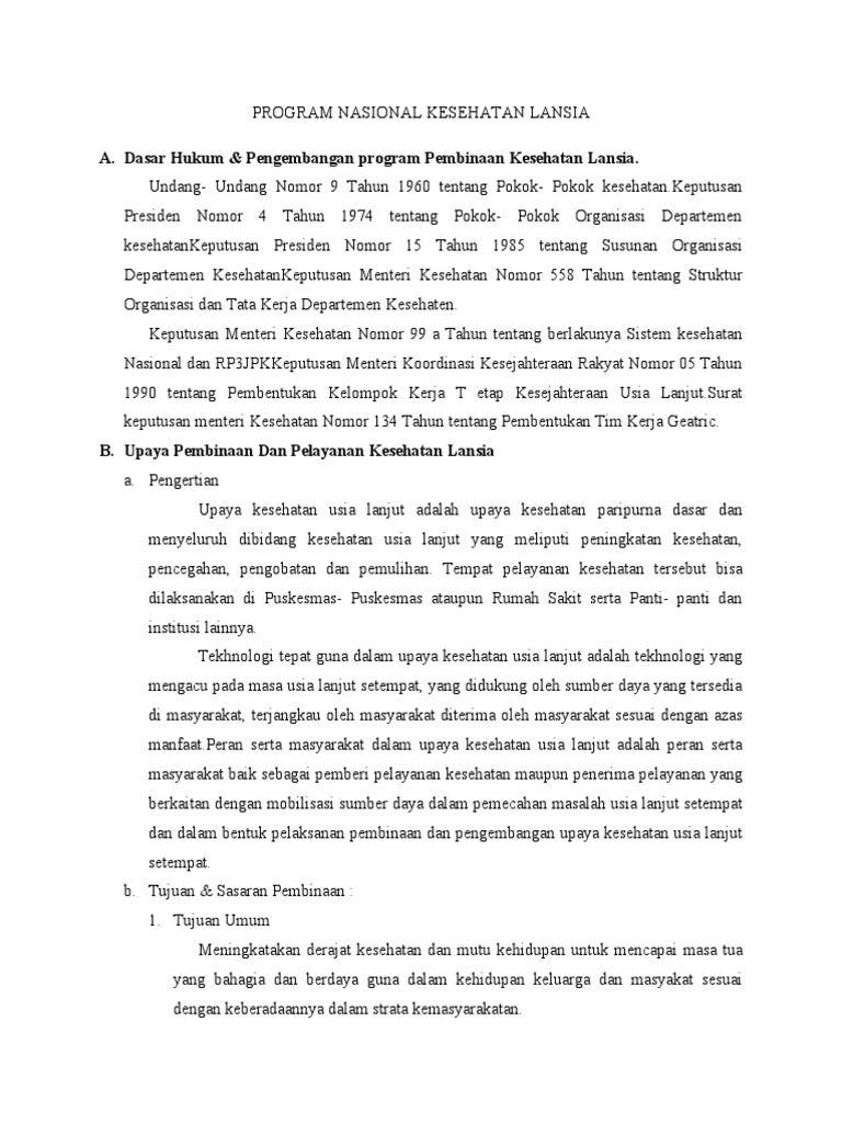 Program Nasional Kesehatan Lansia | PDF