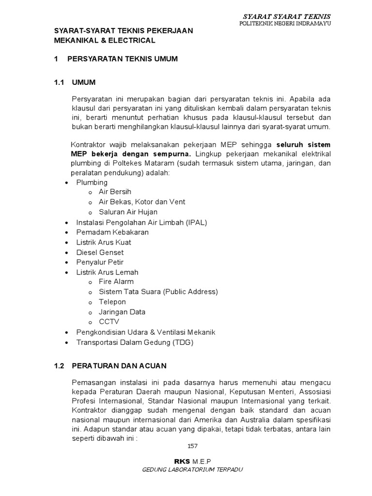 RKS Mep Lab Terpadu | PDF