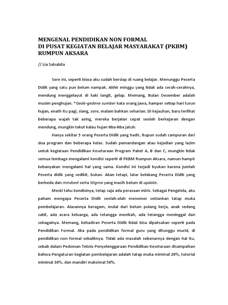 PKBM Rumpun Aksara | PDF