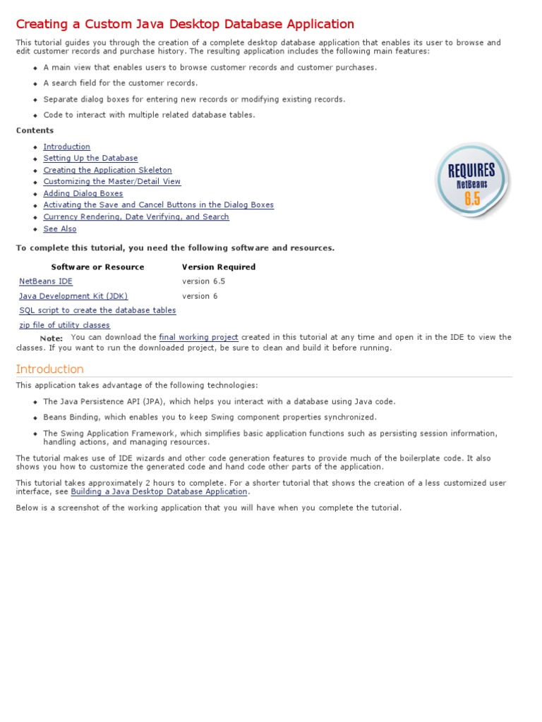Test Creating A Custom Java Desktop Database Application Netbeans 6 5 Tutorial Pdf