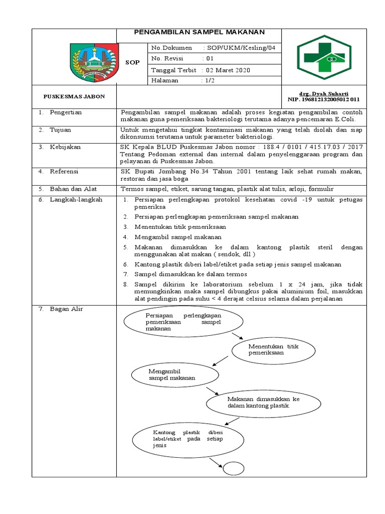 Prosedur Pengambilan Sampel Makanan | PDF | Kesehatan Holistik
