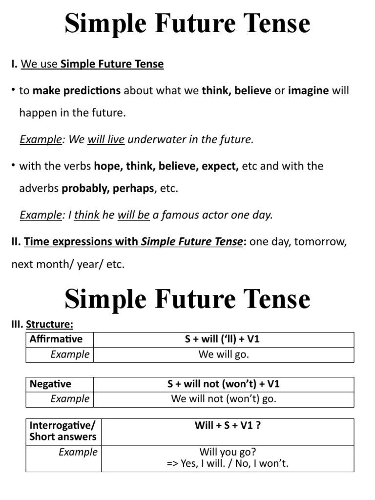 Grammar - The Simple Future | PDF | Language Arts & Discipline