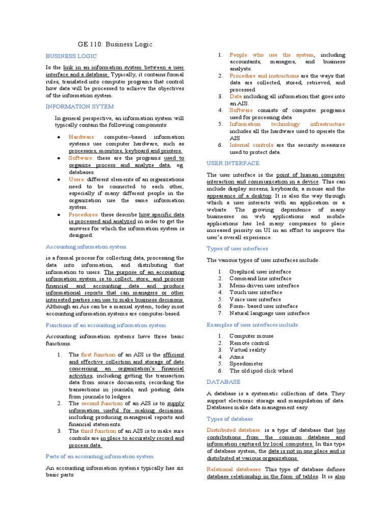 GE 110: Business Logic | PDF | Databases | Relational Database