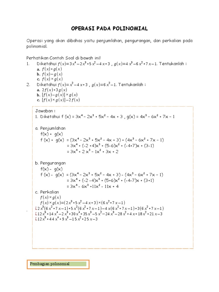 Tugas 2 - Operasi Pada Polinomial | PDF