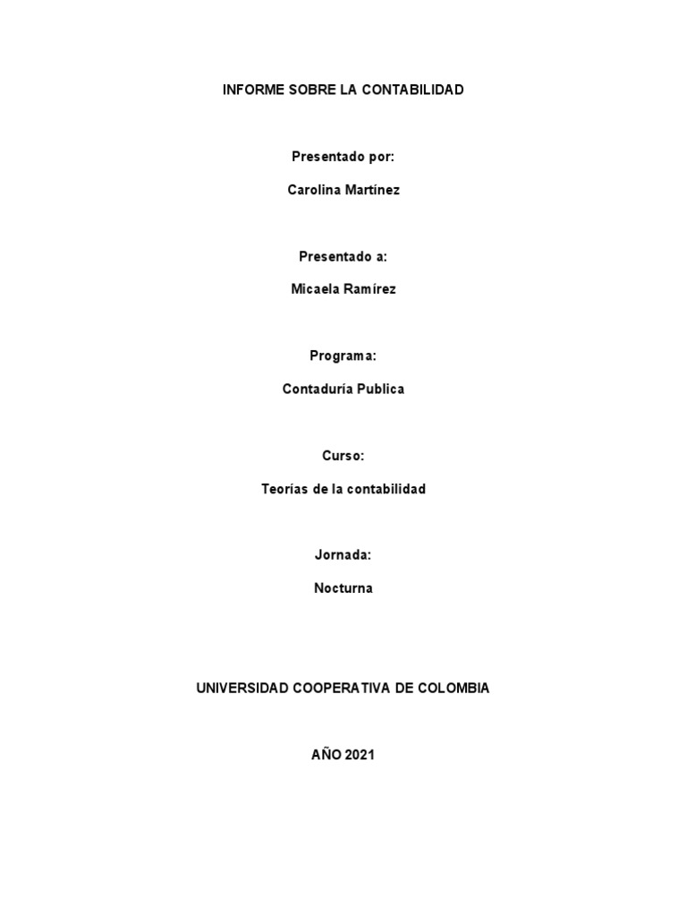 Informe sobre la Contabilidad 2021 | PDF | Contabilidad | Teoría