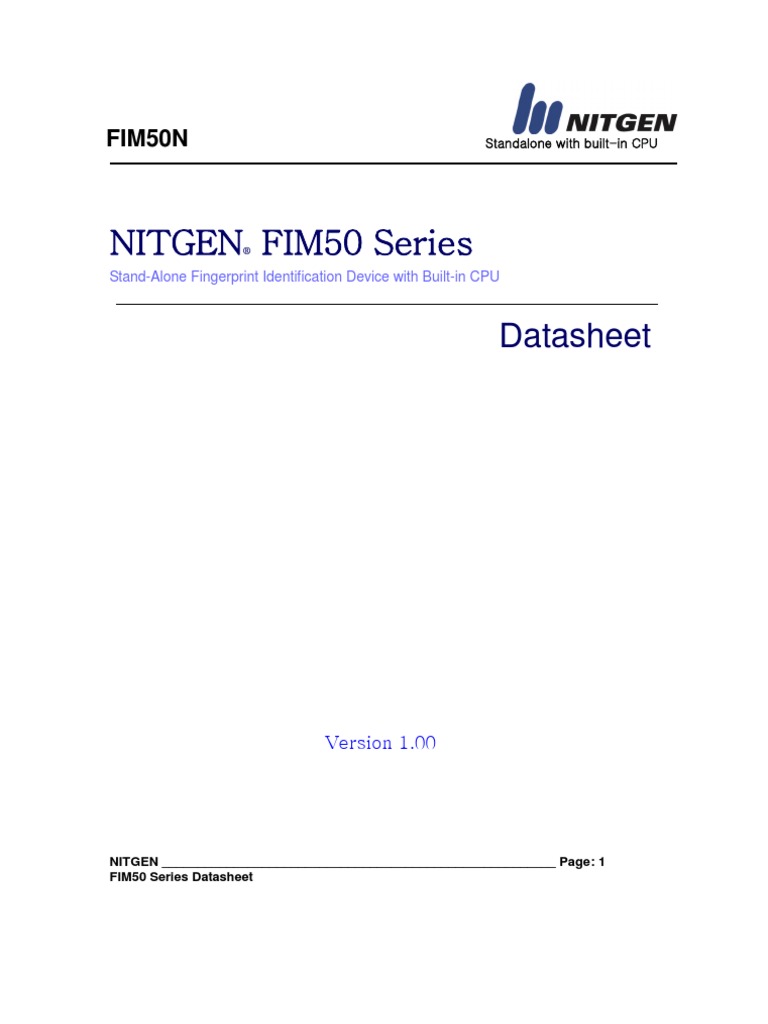 FIM50 DataSheet v1.00 Beta | PDF | Authentication | Office Equipment