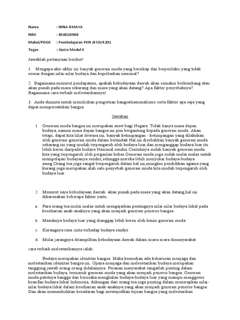 Quize Modul 4 PKN | PDF