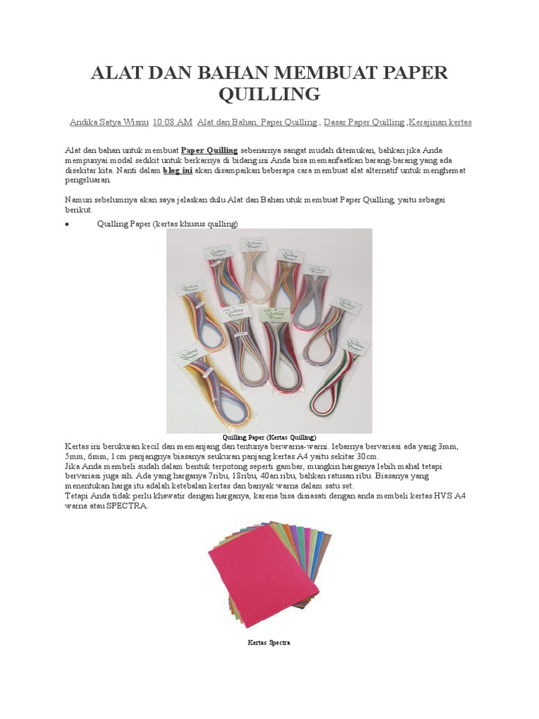 Alat Dan Bahan Membuat Paper Quilling | PDF | Pengembangan Diri