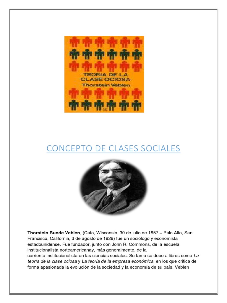 Concepto de Clases Sociales | PDF | Thorstein Veblen | Economias