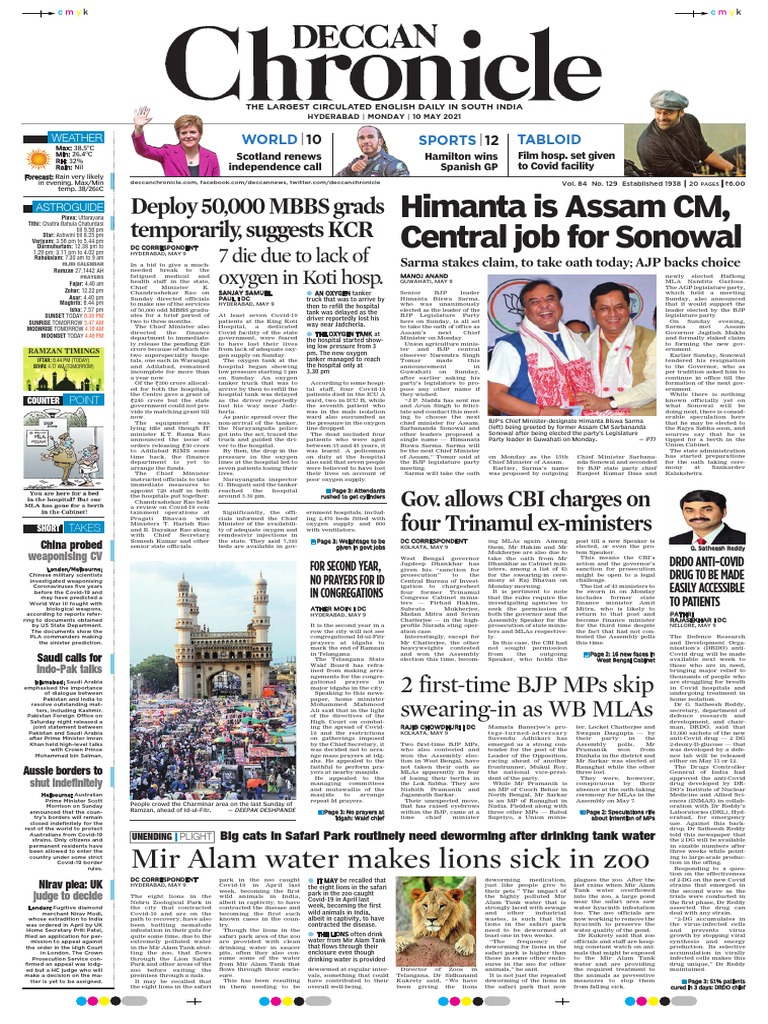 Deccan Chronicle 10 May 2021 | PDF | Zoo