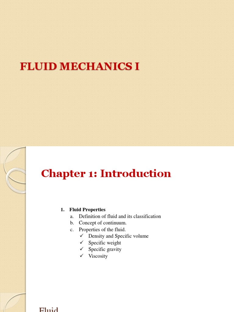 Fluid Mechanics I | PDF | Viscosity | Shear Stress