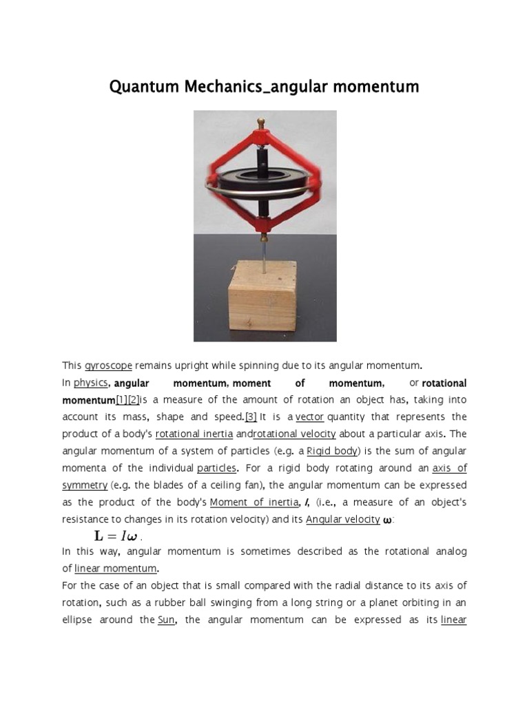 Quantum Mechanics Angular Momentum | PDF | Angular Momentum | Rotation Around A Fixed Axis