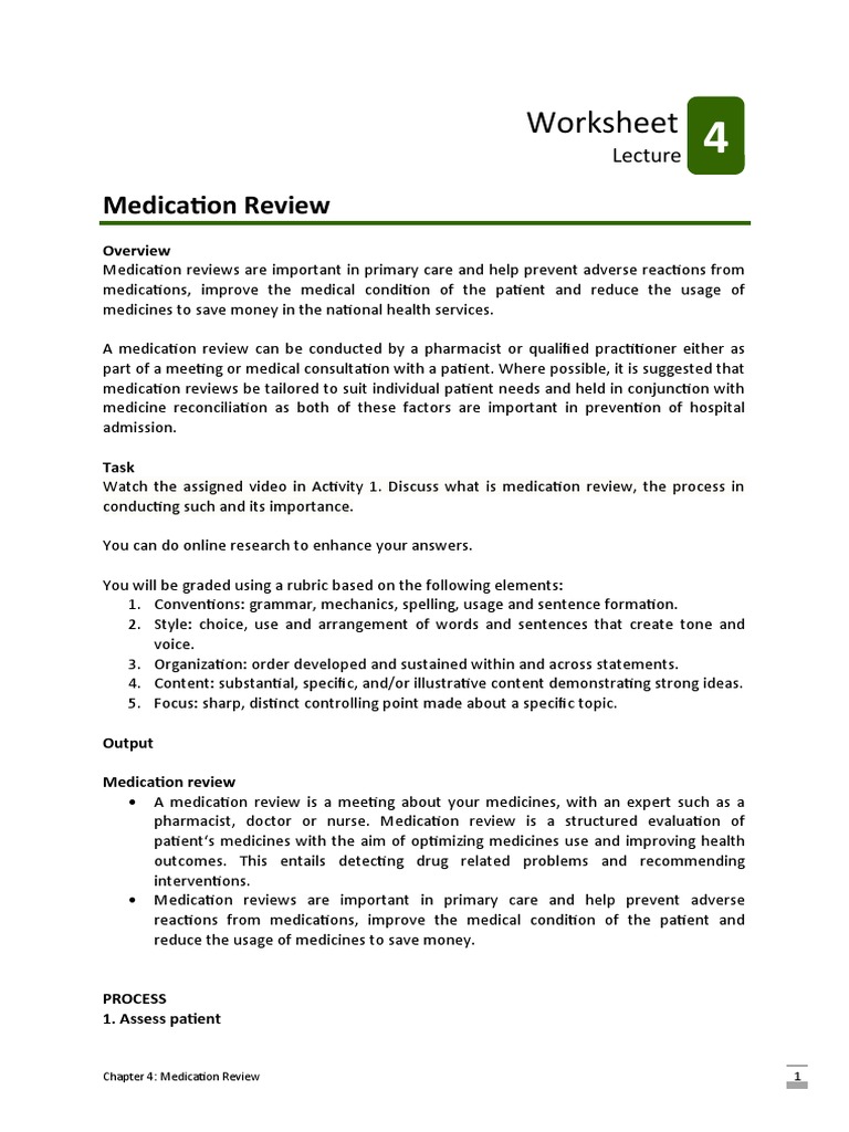 Worksheet: Medication Review | PDF | Pharmacy | Health Care