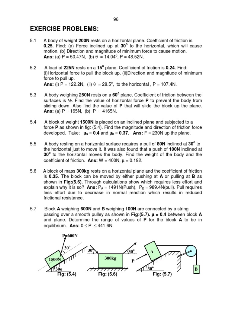 Solutions to Problems Involving Static Friction on Inclined Planes ...