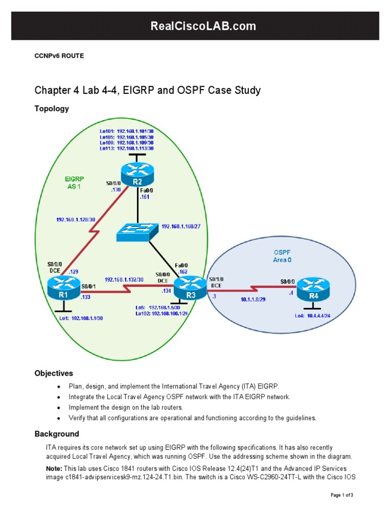 19-Ccnp-Route Eigrp and Ospf Case Study | PDF | Router (Computing) | Cisco Systems