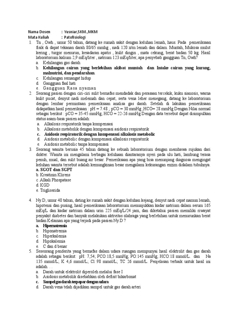 Soal UTS Patofis | PDF