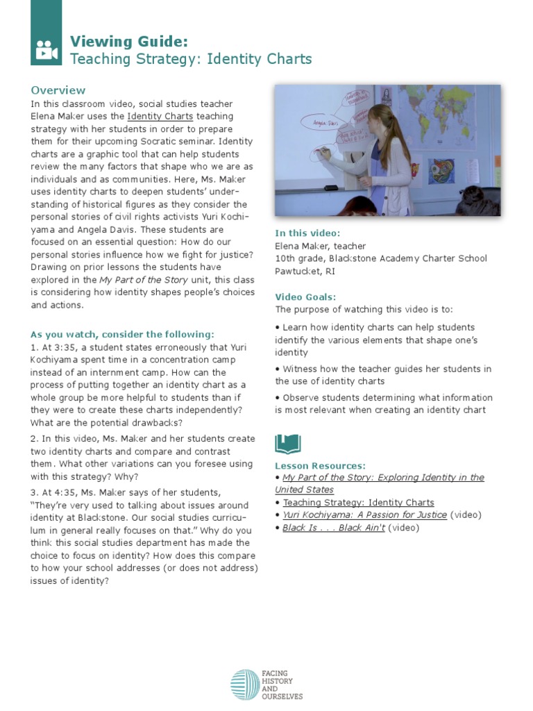 Teaching Strategy: Identity Charts: Viewing Guide | PDF | Pedagogy ...