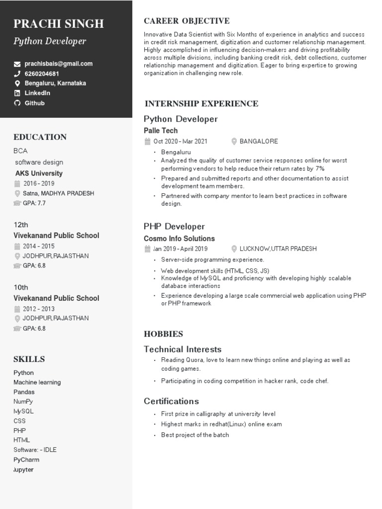 Prachi Resume | PDF | Php | Computing