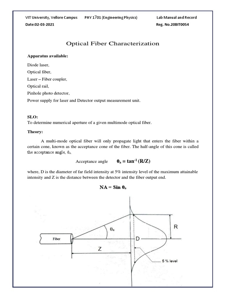 Optical Fiber Characterization: Apparatus Available | PDF | Optical ...