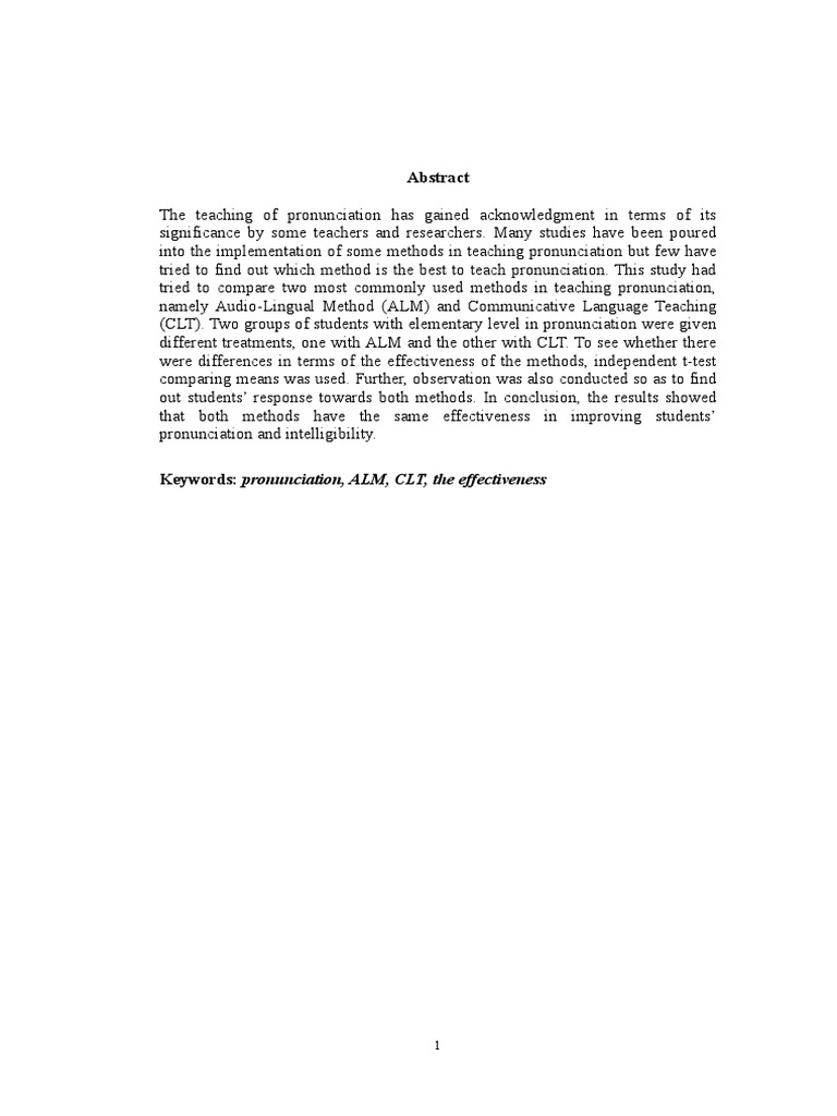 Comparing ALM and CLT in Pronunciation Teaching | PDF | Language ...