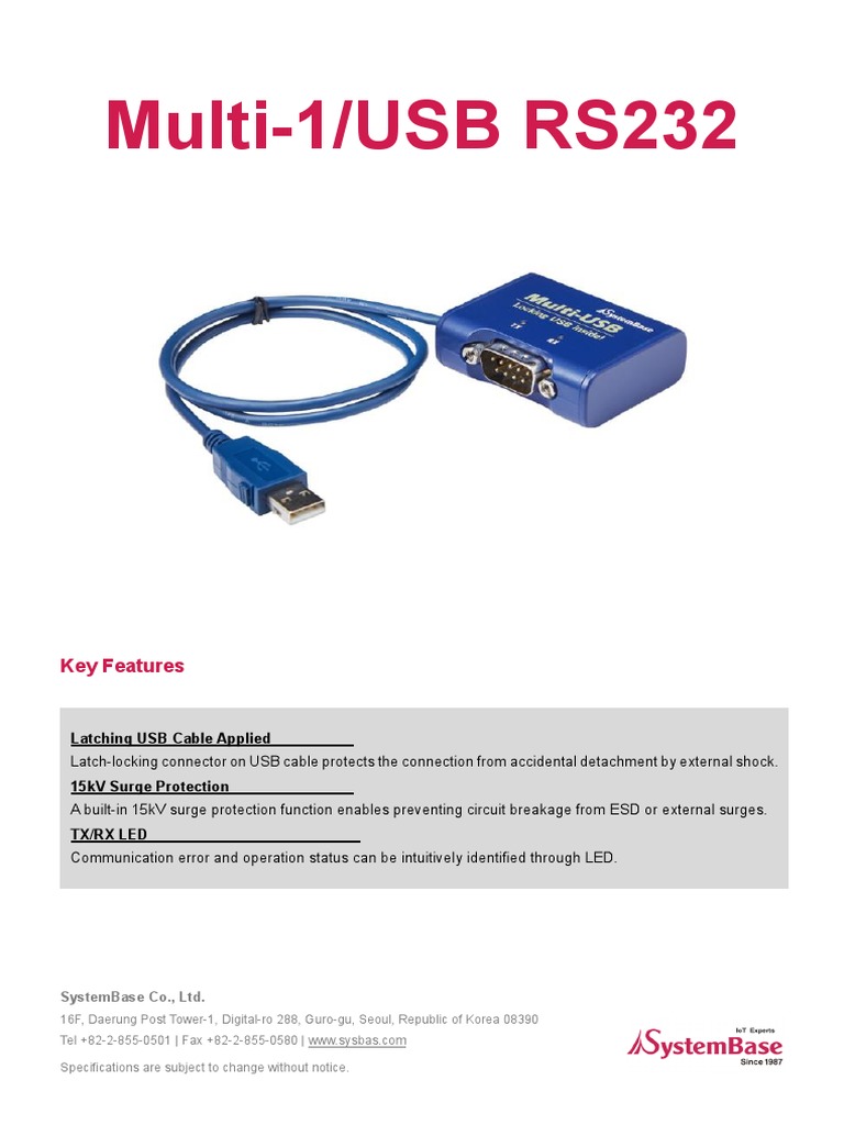Multi-1/USB RS232: Key Features | PDF | Usb | Computer Engineering