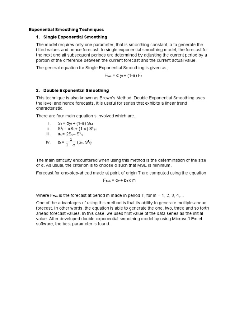 Exponential Smoothing Techniques | PDF
