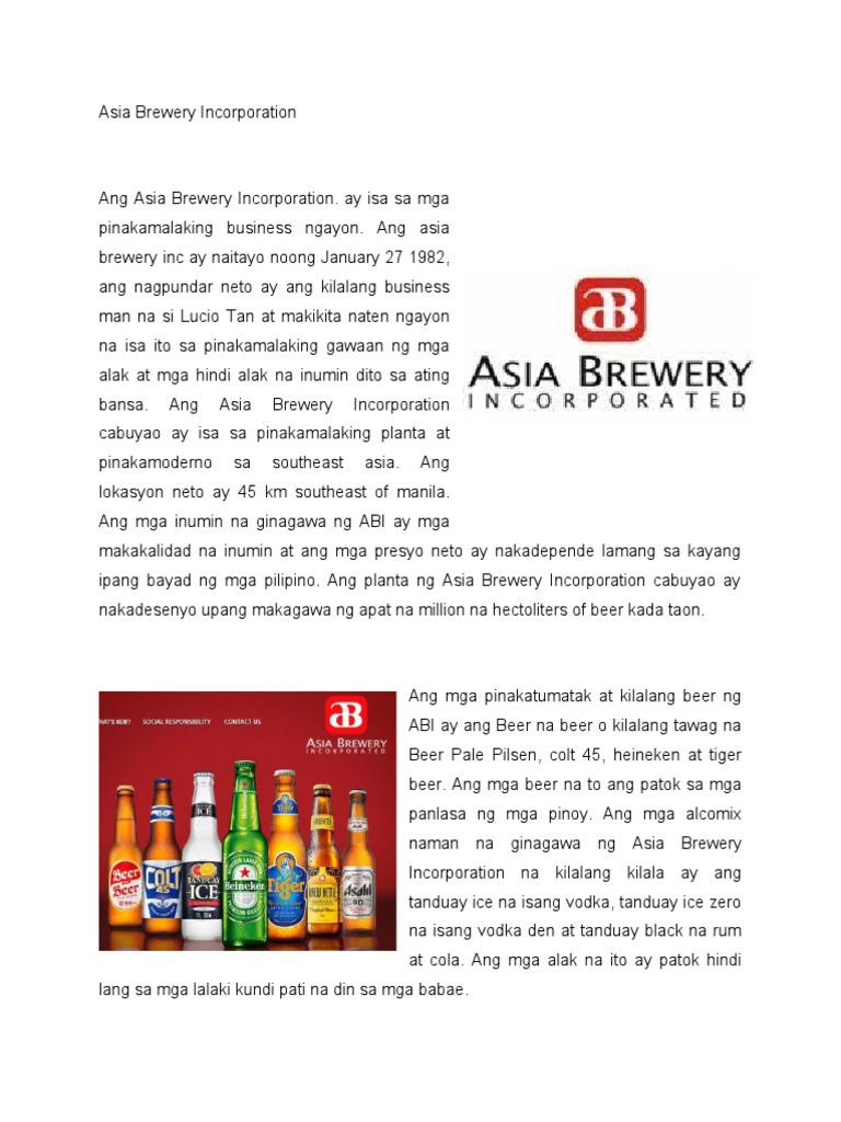 Asia Brewery Incorporation | PDF
