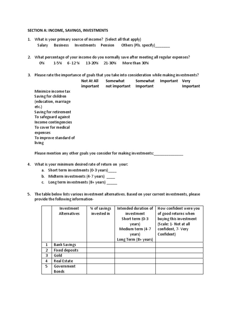 Questionnaire Retirement Solution | PDF | Retirement | Investing