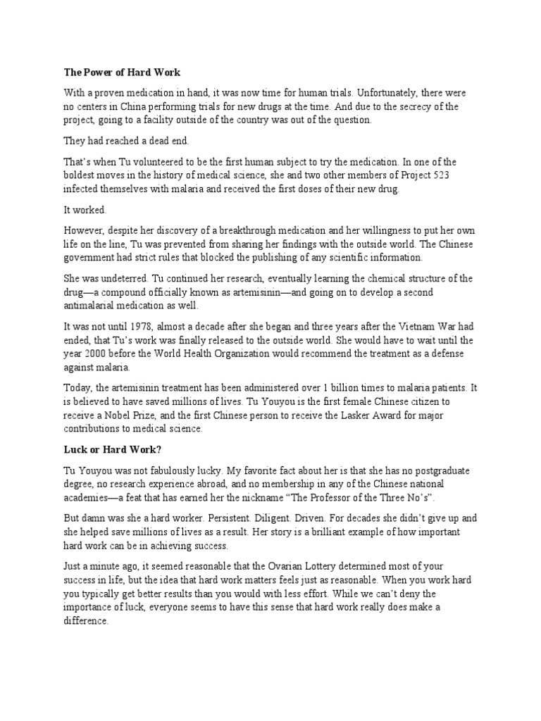 The Power of Hard Work | PDF | Medicine | Health Care