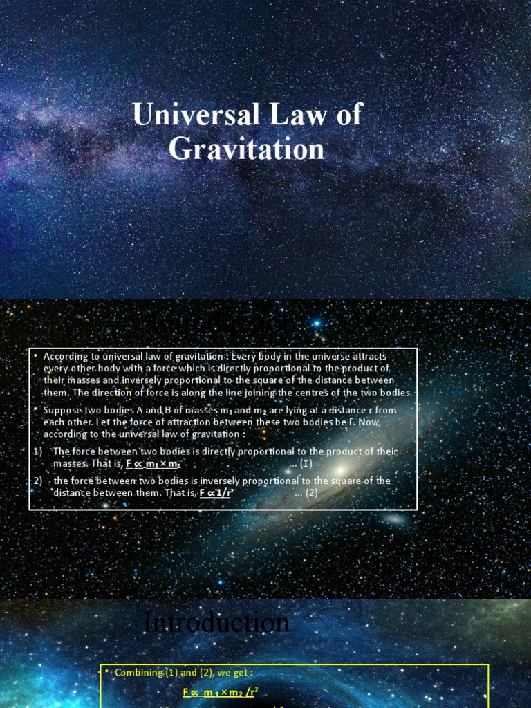 Universal Law of Gravitation | PDF | Newton's Law Of Universal ...