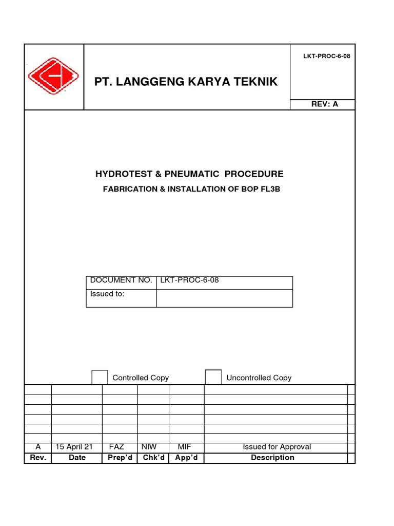 6.8 Hydrotesting Procedure | PDF | Valve | Safety