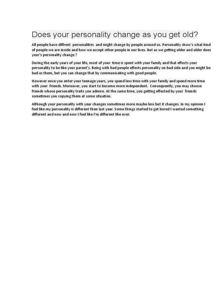 Does Your Personality Change As You Get Old | PDF