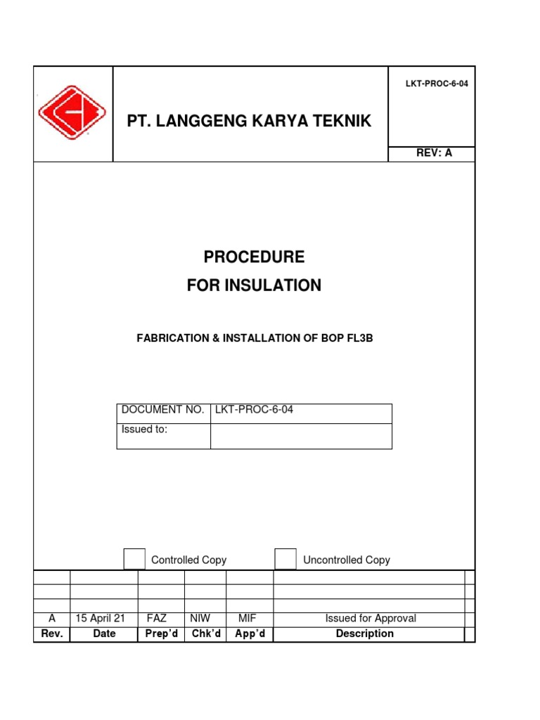 6.4 Procedure For Insulation | PDF | Pipe (Fluid Conveyance) | Sheet Metal