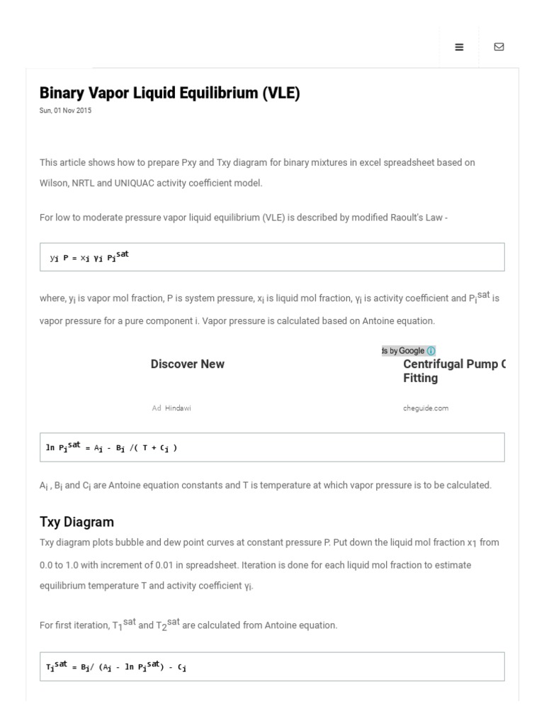 Binary Vapor Liquid Equilibrium (VLE) : Discover New Research ...