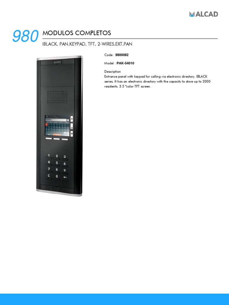 Alcad Intercom Datasheet | PDF