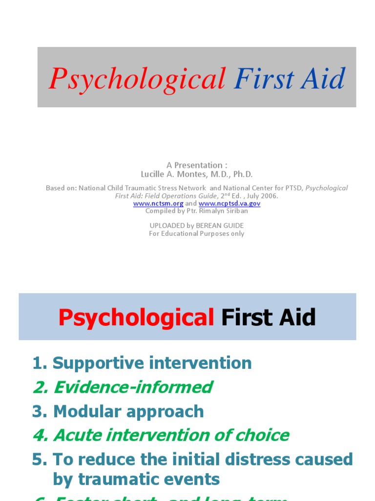 Psychological: First Aid | PDF | Psychological Trauma | Social Support