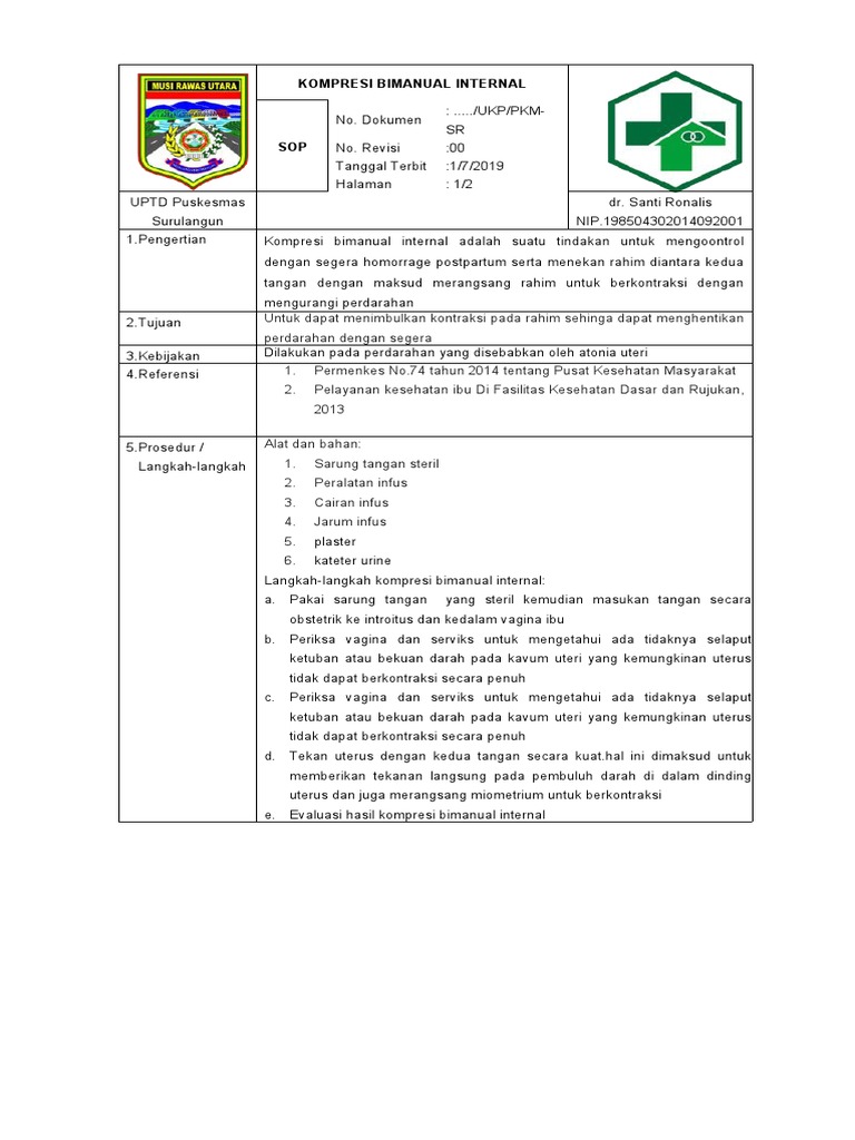 Prosedur Kompresi Bimanual Internal | PDF