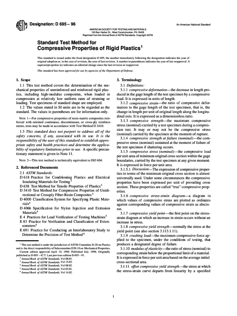 Astm d638 99 Compress | PDF | Strength Of Materials | Deformation ...