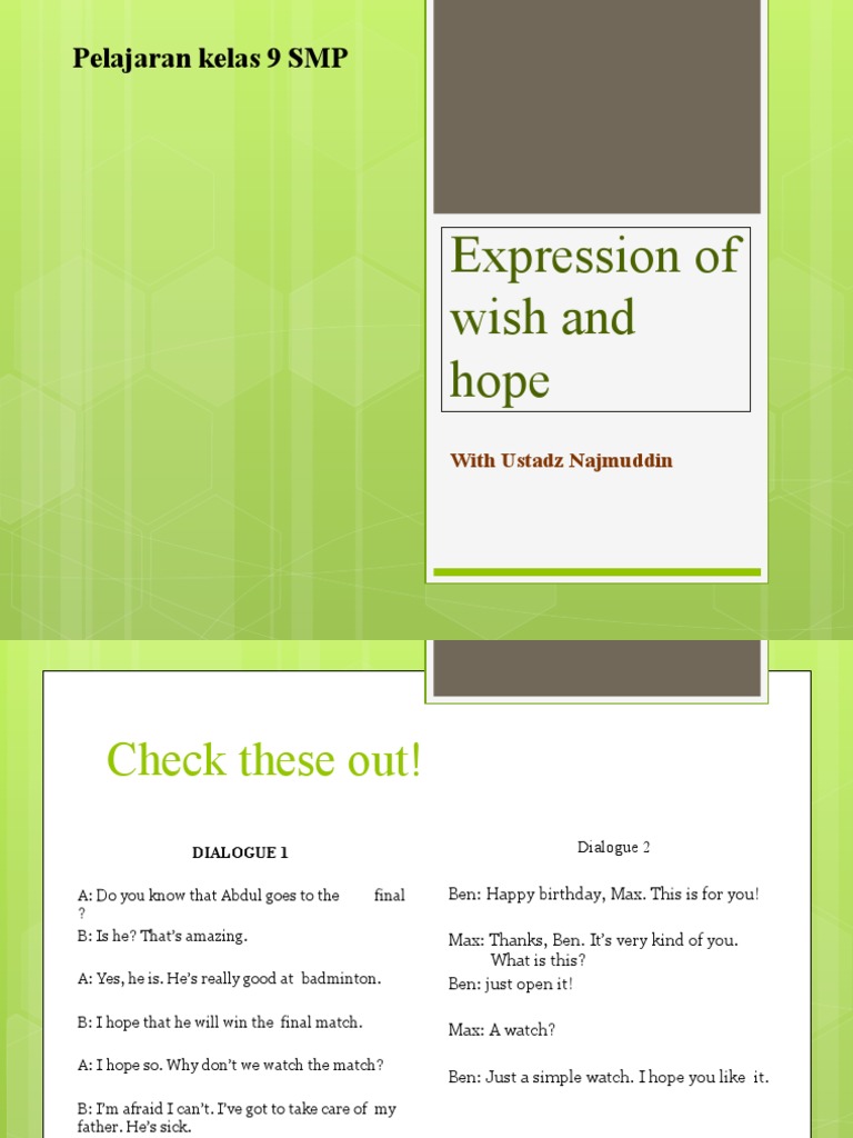 Expressing Hope and Wishes in Dialogue | PDF
