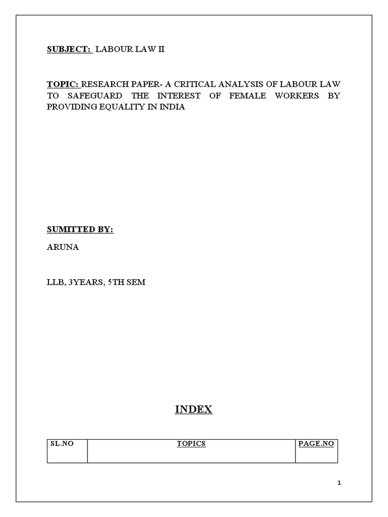 Research Paper - Labour Law II | PDF