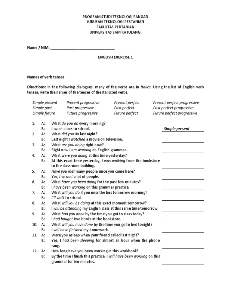 English Exercise-1 - 2021 | PDF