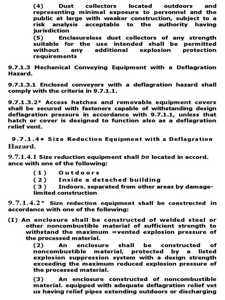 Hazard. 9.7.1.4.1: Reduction Equipment With A Deflagration | PDF