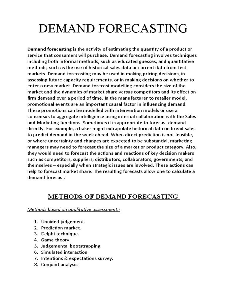 Methods of Demand Forecasting | PDF | Forecasting | Nestlé