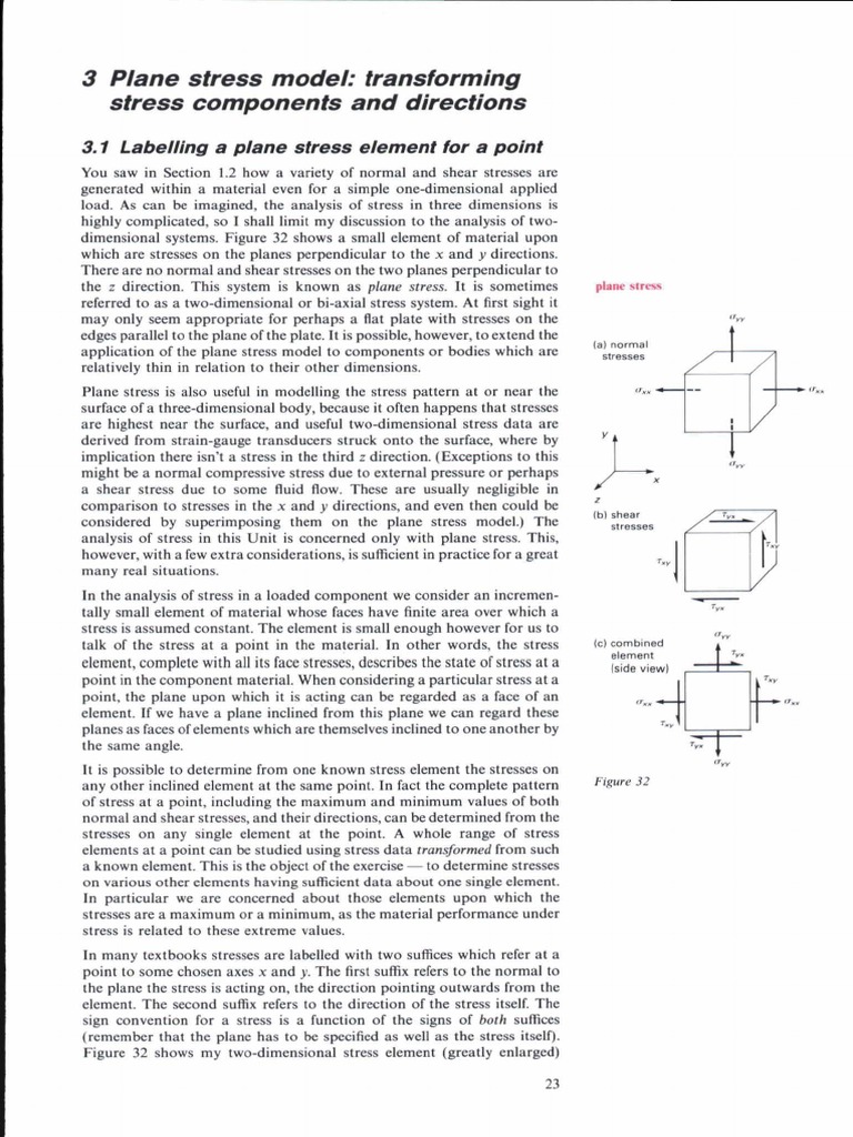 Plane Stress Model: Transforming Stress Components and Directions | PDF ...