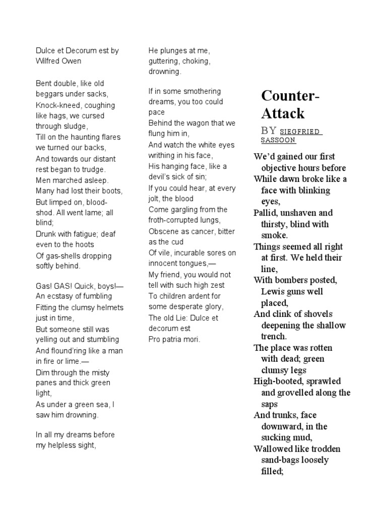 Counter-Attack: Siegfried Sassoon | PDF | Violence | Nature