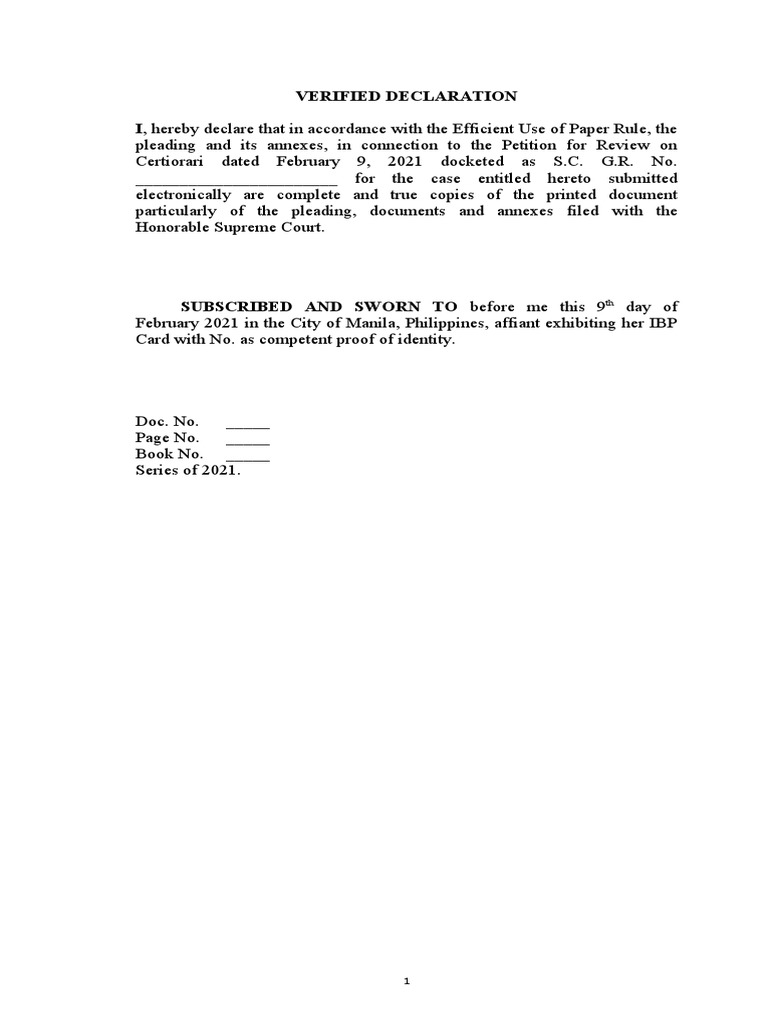 Verified Declaration | PDF